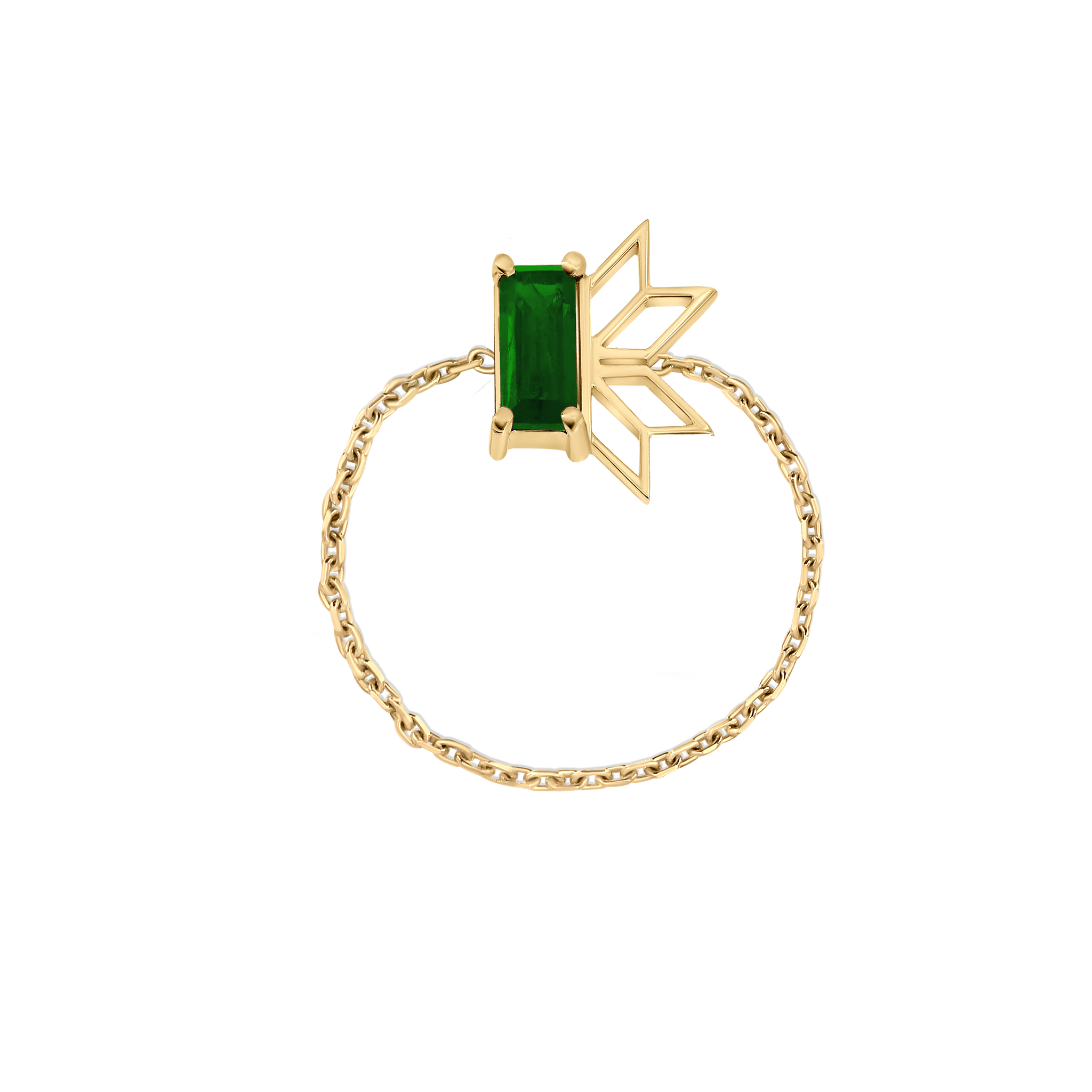 Saru Emerald Chain Ring