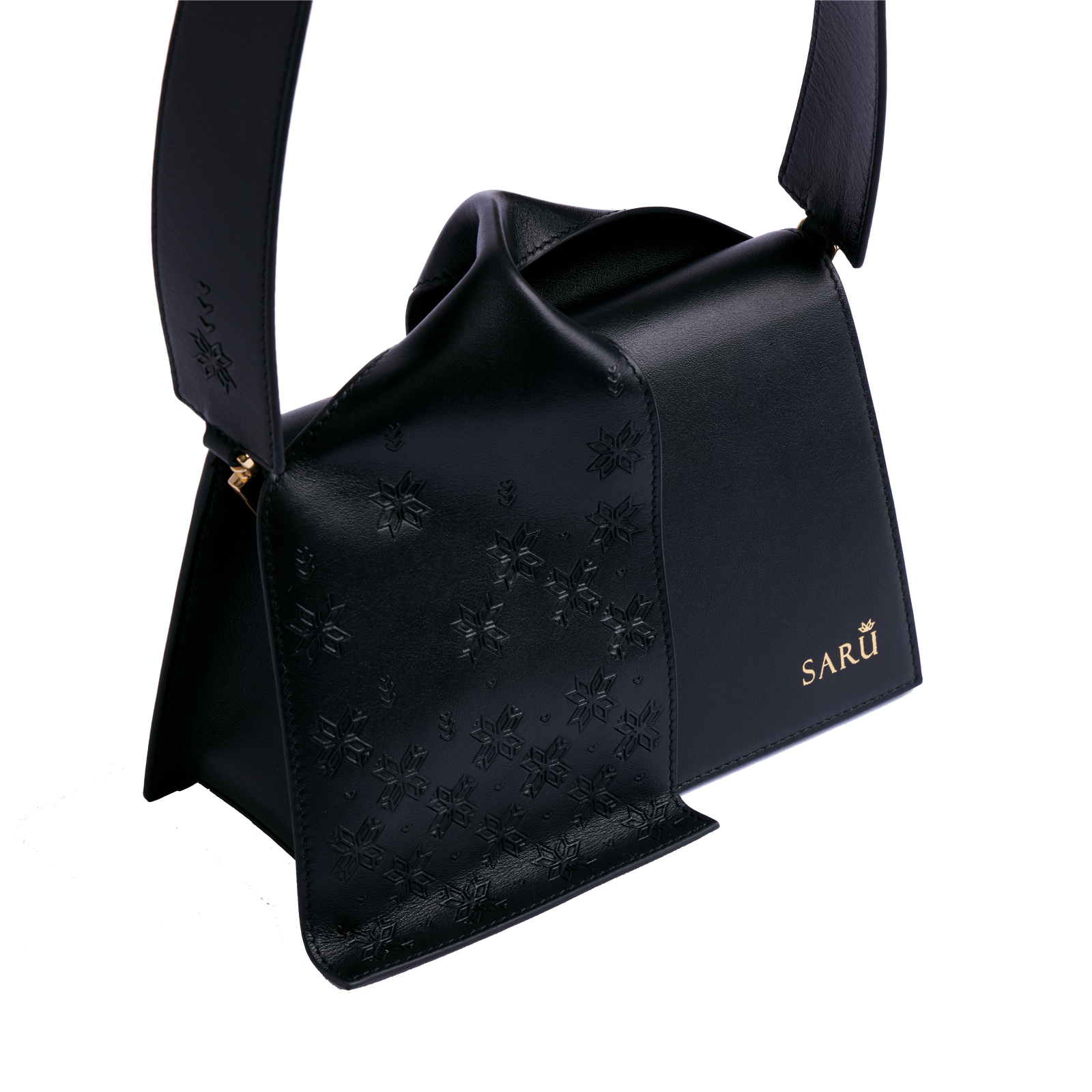 Saru Bag in Black - Palestinian Embroidery-Inspired Patterning